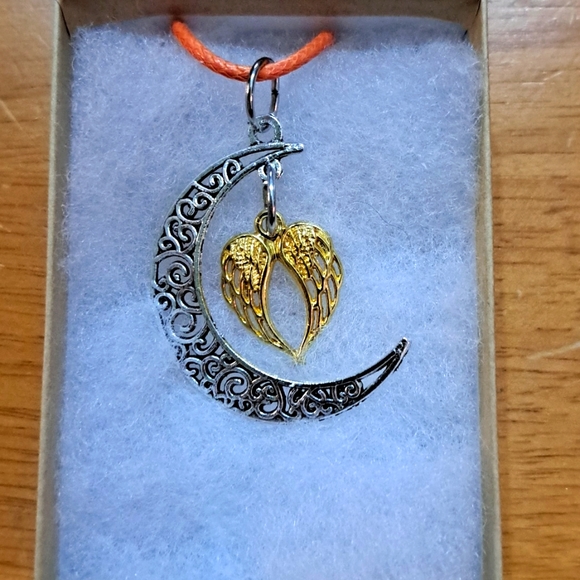 Jewelry | Crescent Moon Angel Wings Necklace | Poshmark